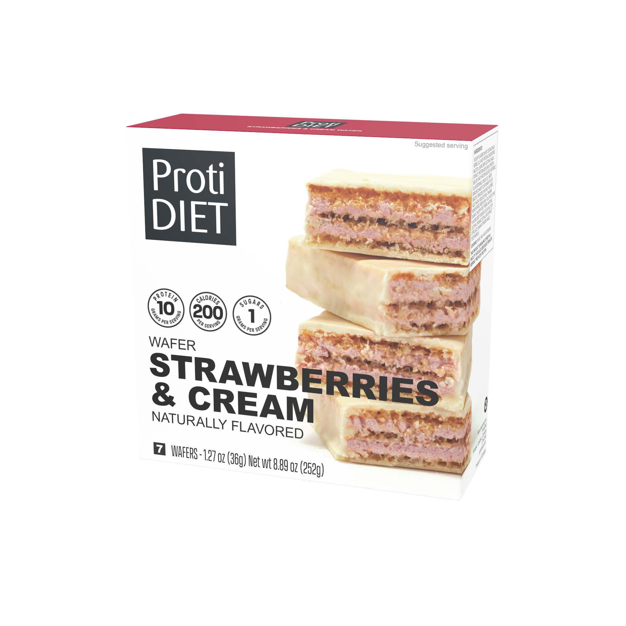 Proti Diet Coated Protein Wafer Bars, Strawberries & Cream Flavor, 7 B