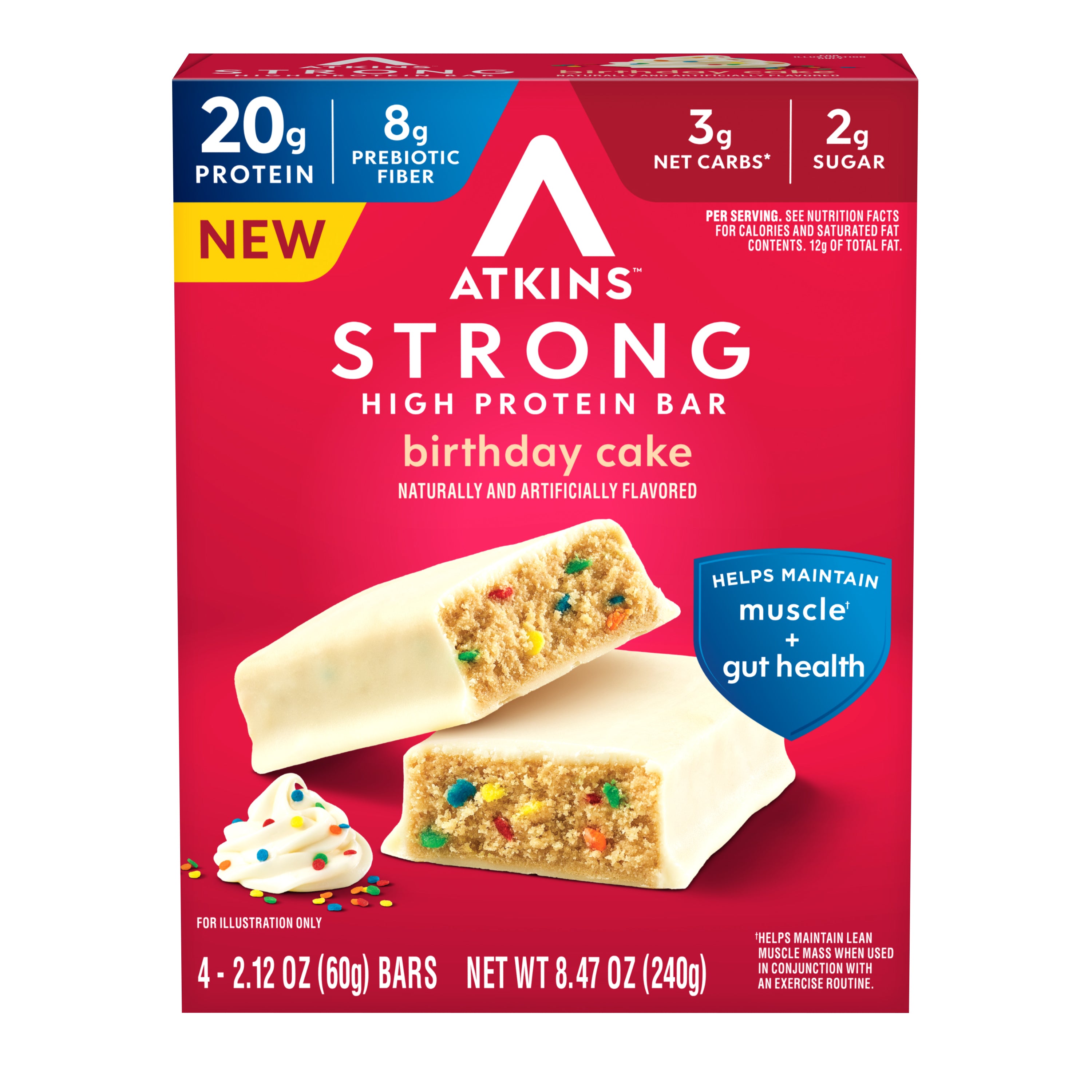 Atkins Nutritionals Strong High Protein Bars, 4 Bar Box