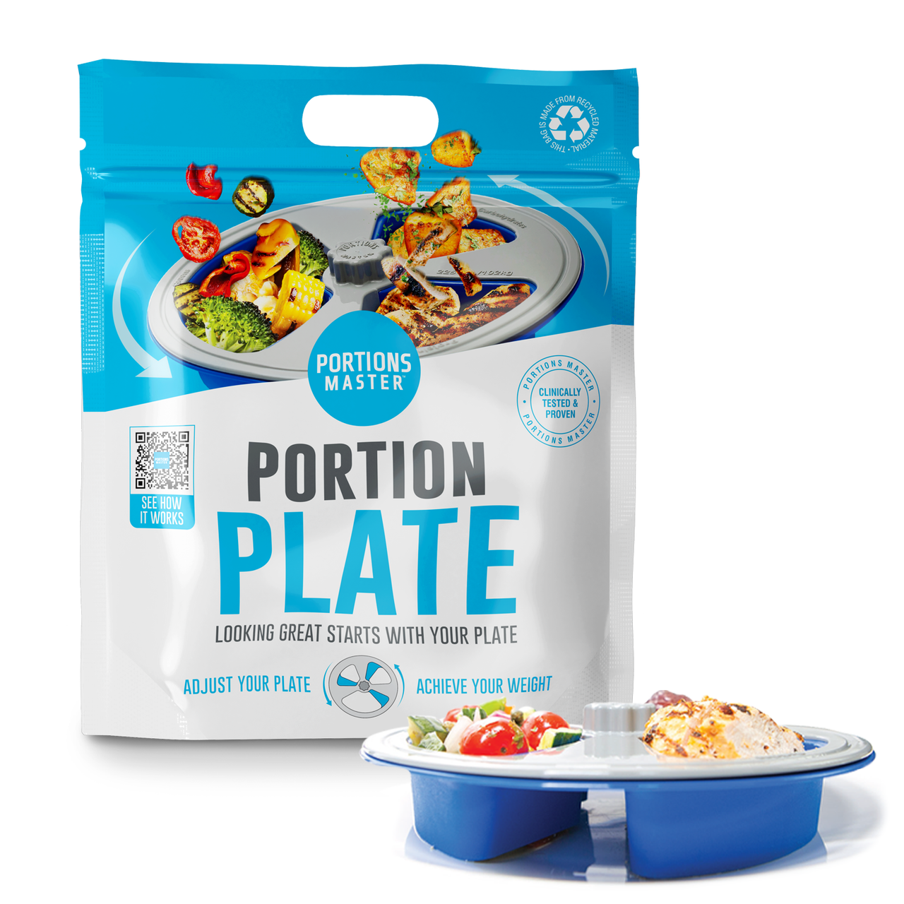 Bariatric Portion Control Plate by Bariatricpal 2.0 - Blue